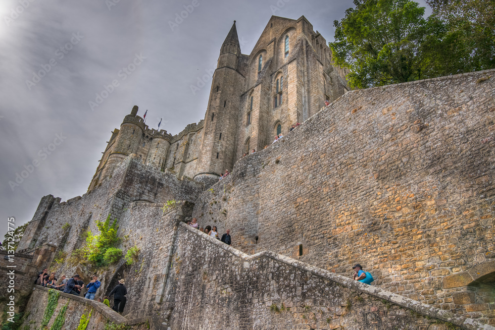 Poster Stone steps going to Mont-Saint-Michel abbey, France – Wall Art ...