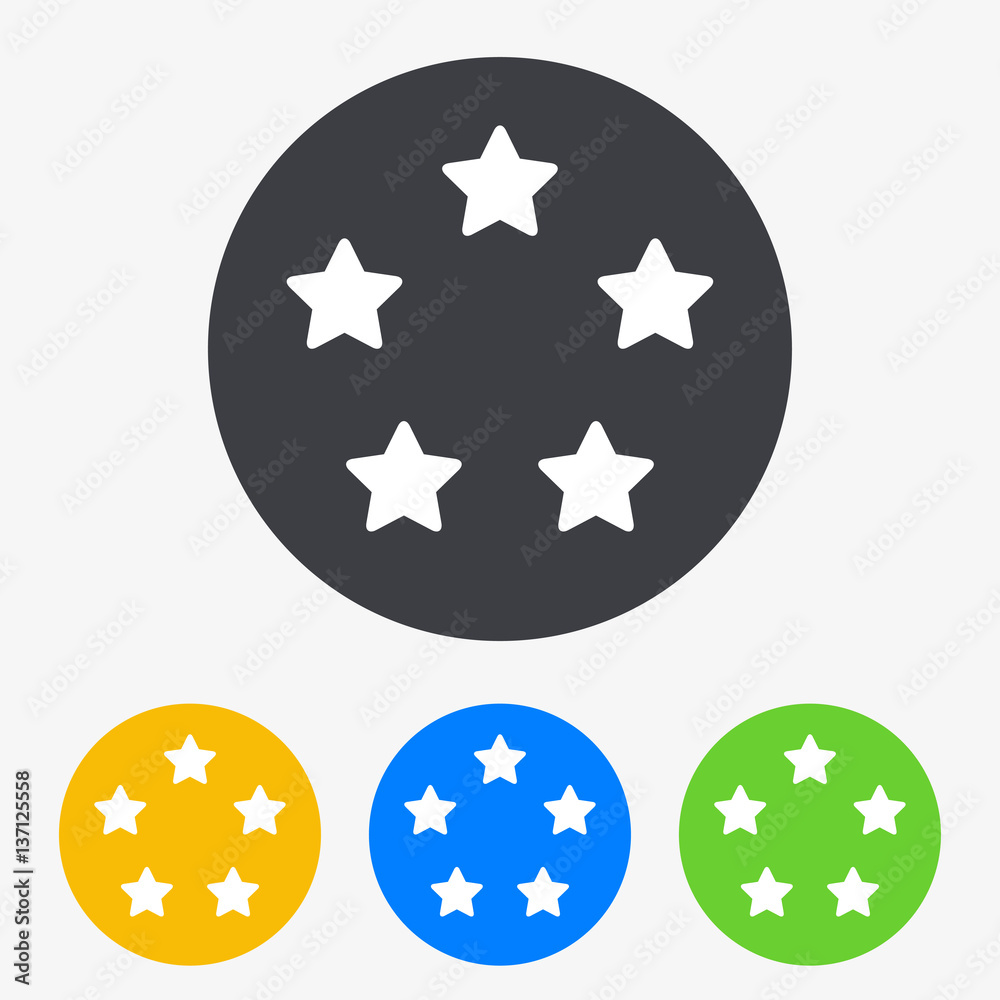 Icono plano cinco estrellas en circulo varios colores Stock Vector ...