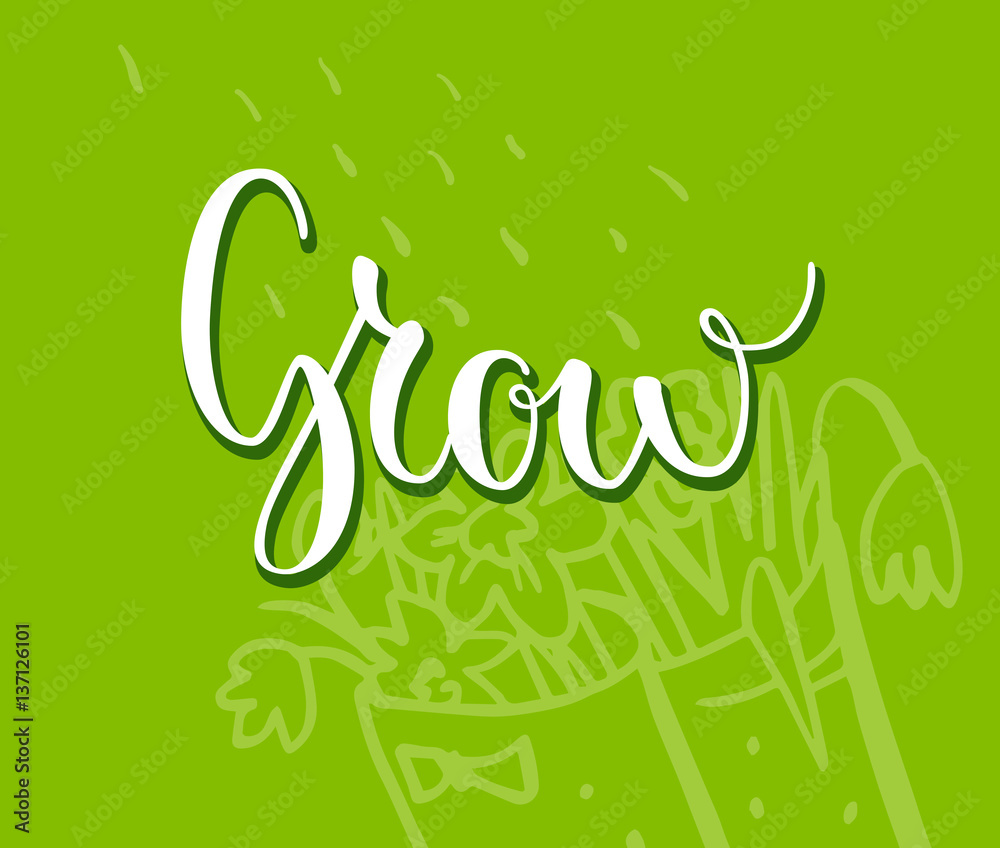 Grow lettering card Stock Vector | Adobe Stock
