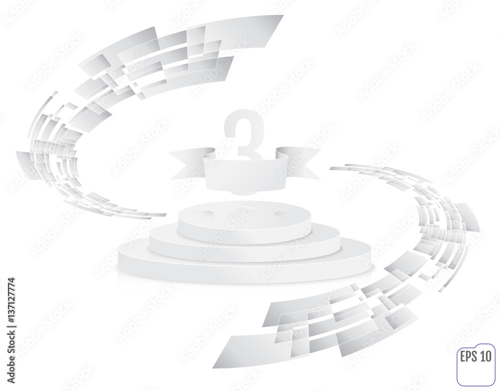 Vecteur Stock White round podium. Pedestal. 3D. Scene. Three-level ...