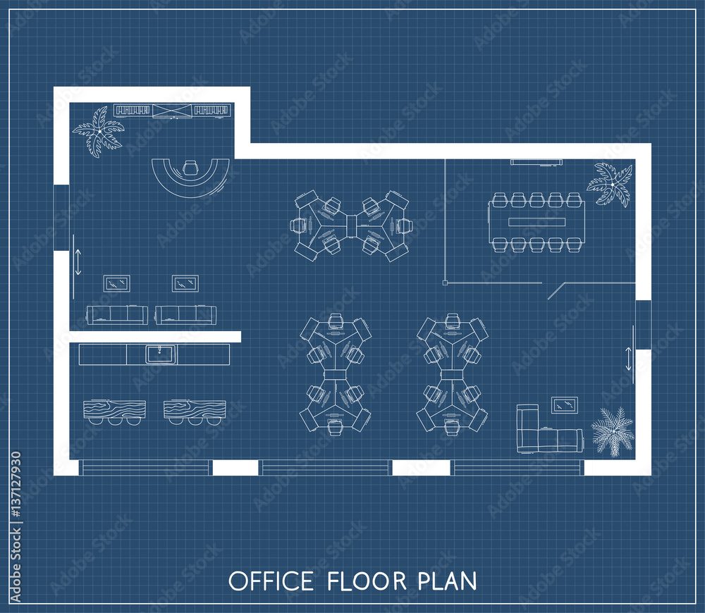 Office interior project top view plan Stock Vector | Adobe Stock