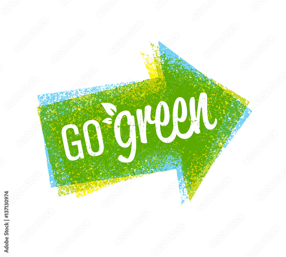 Go Green Recycle Reduce Reuse Eco Poster Concept. Vector Creative ...