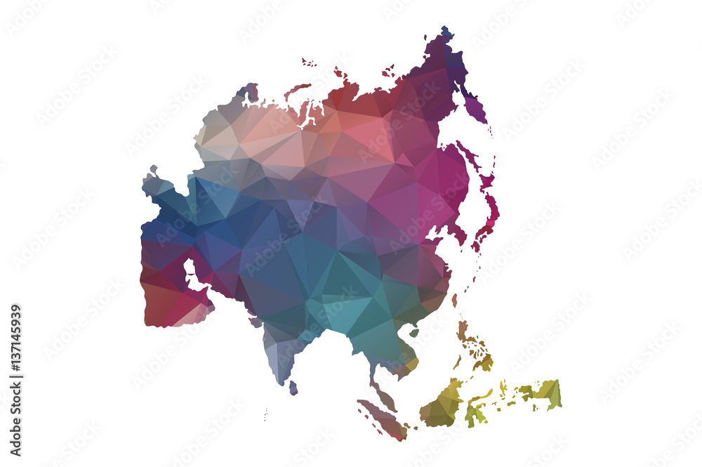 low poly asia map Stock Vector | Adobe Stock