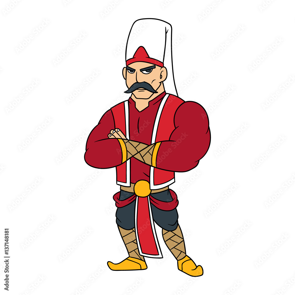 Cartoon Janissary Warrior Vector Illustration Stock Vector | Adobe Stock