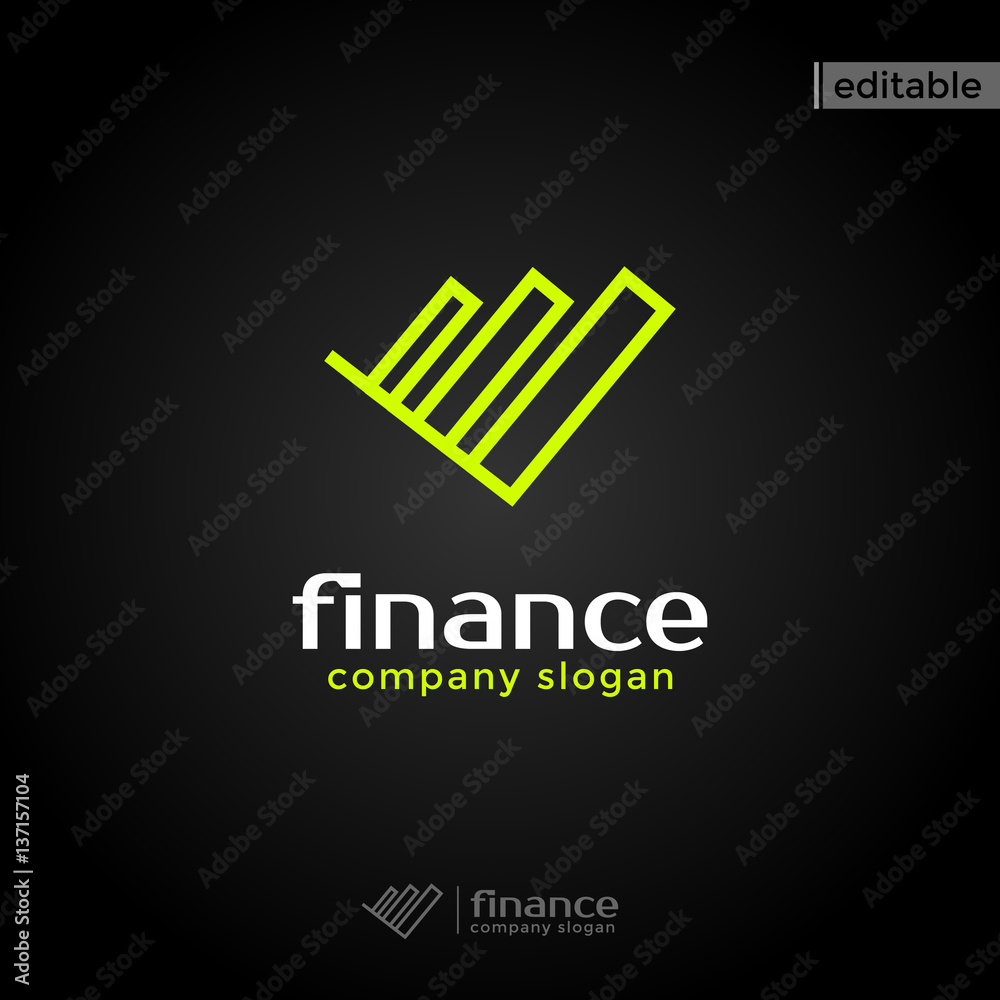 inverted triangle finance logo. modern eye catching logo with green ...