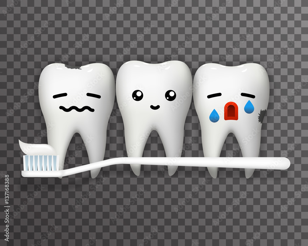 Smile happy cry pain suffer emotion cute tooth toothbrush and ...