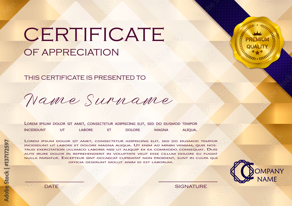 Qualification Certificate of appreciation, geometrical design. Elegant ...