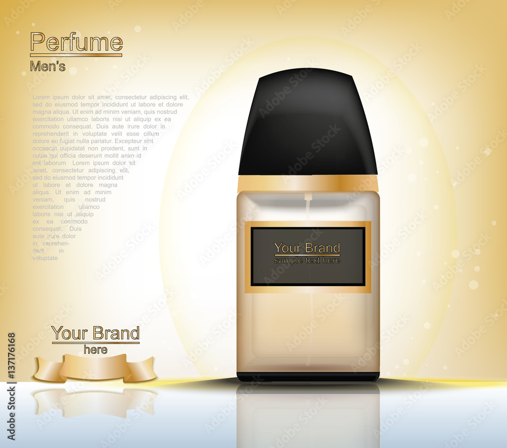 Men Perfume bottle Cosmetic ads template, droplet bottle mock up ...