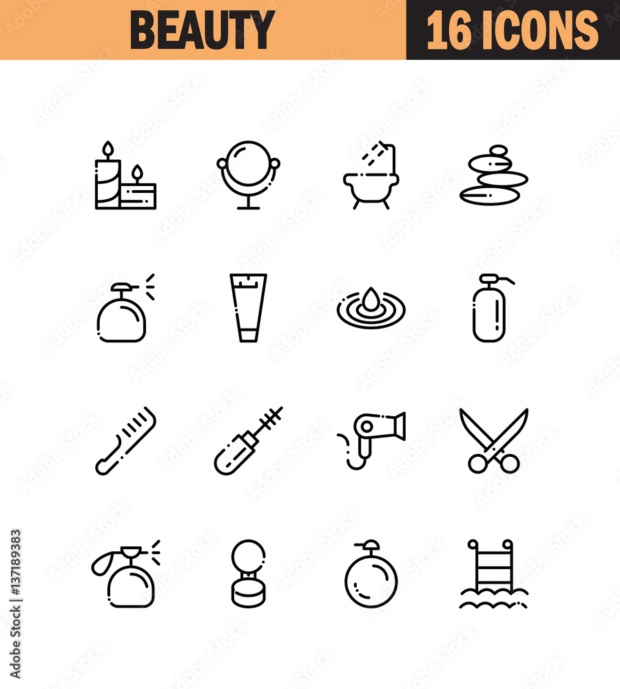 Beauty icon set. Stock Vector | Adobe Stock