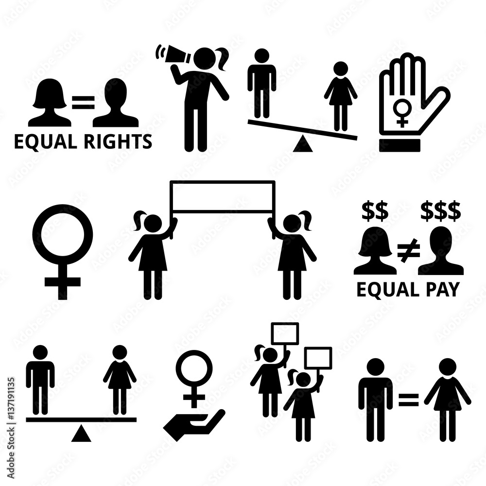 Women's rights, feminism, equal rights form men and women Stock Vector ...
