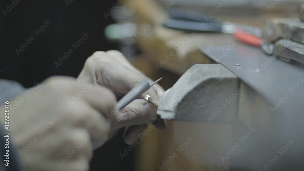 jewel craft sanding a gold ring Stock Video | Adobe Stock