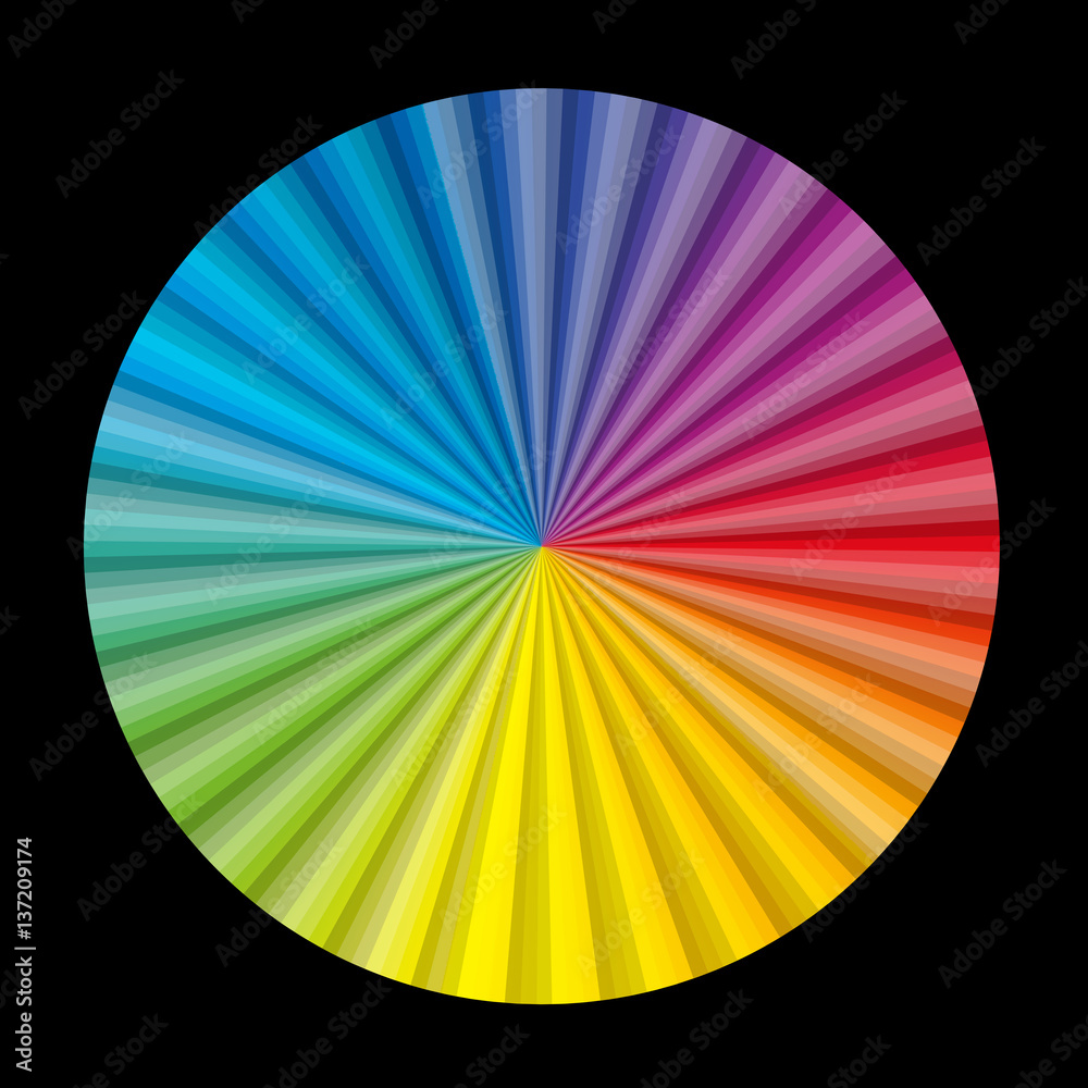 Circular Color Gradient Fan Chart On Black Background Vector Illustration Stock Vector