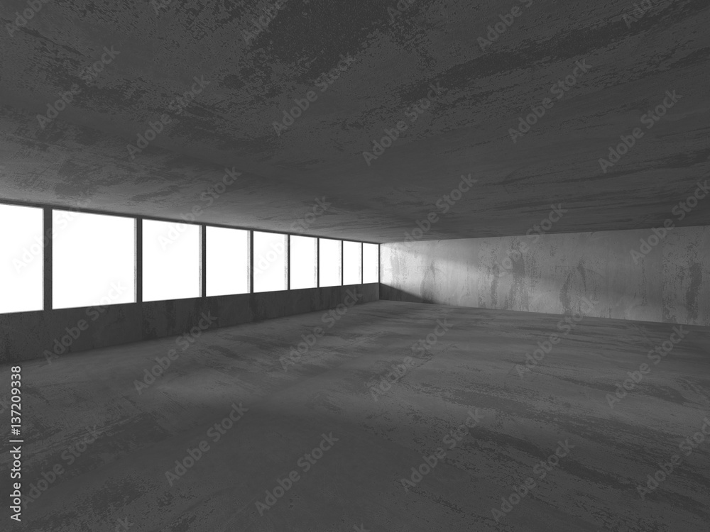 Dark empty room. Concrete rusty walls. Architecture background Stock ...
