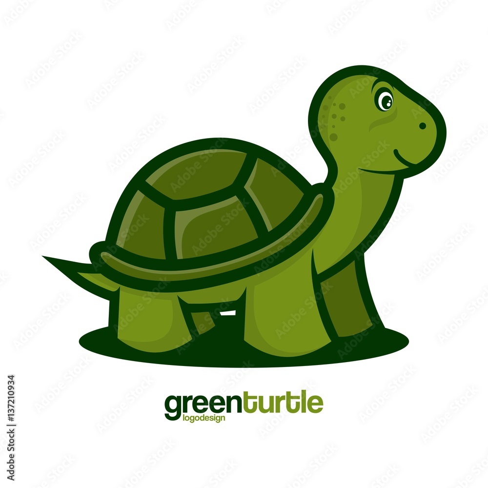 Cartoon Turtle Smiling Logo Vector Illustration Stock Vector | Adobe Stock