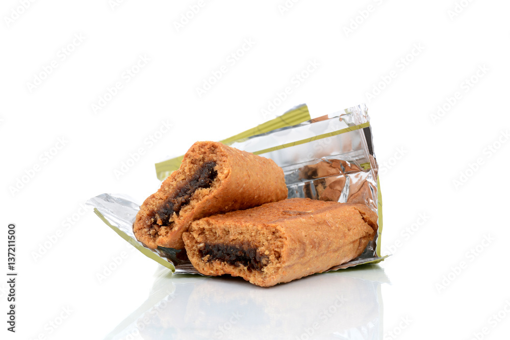 fig bars in wrapper isolated white background Stock Photo | Adobe Stock