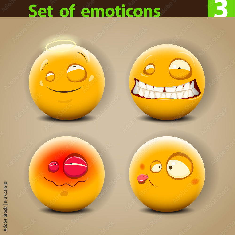 Vector set of different Emoticons Stock Vector | Adobe Stock