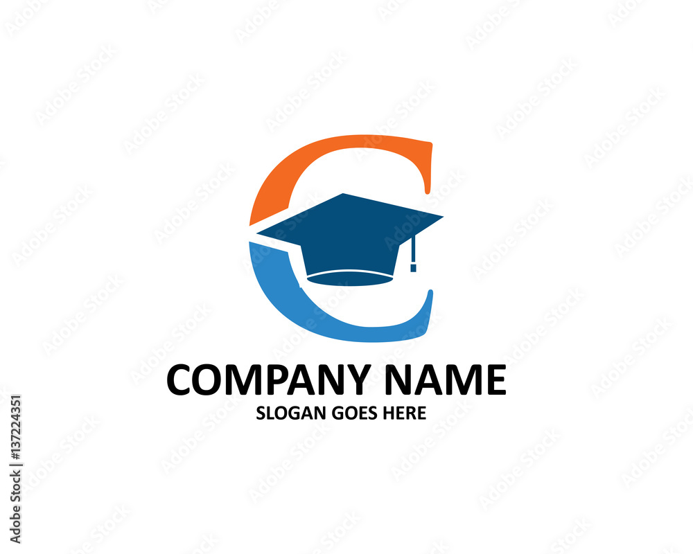 C Letter Graduation Hat Logo Stock Vector | Adobe Stock