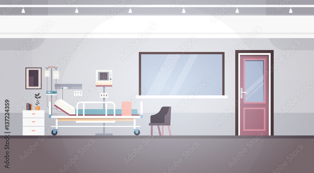 Hospital Room Interior Intensive Therapy Patient Ward Banner With Copy ...
