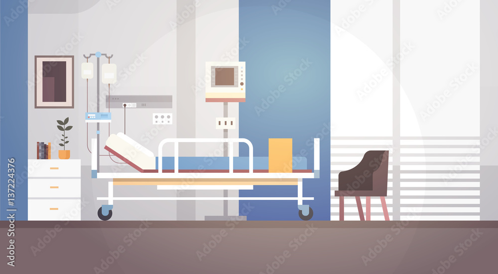 Hospital Room Interior Intensive Therapy Patient Ward Banner With Copy ...