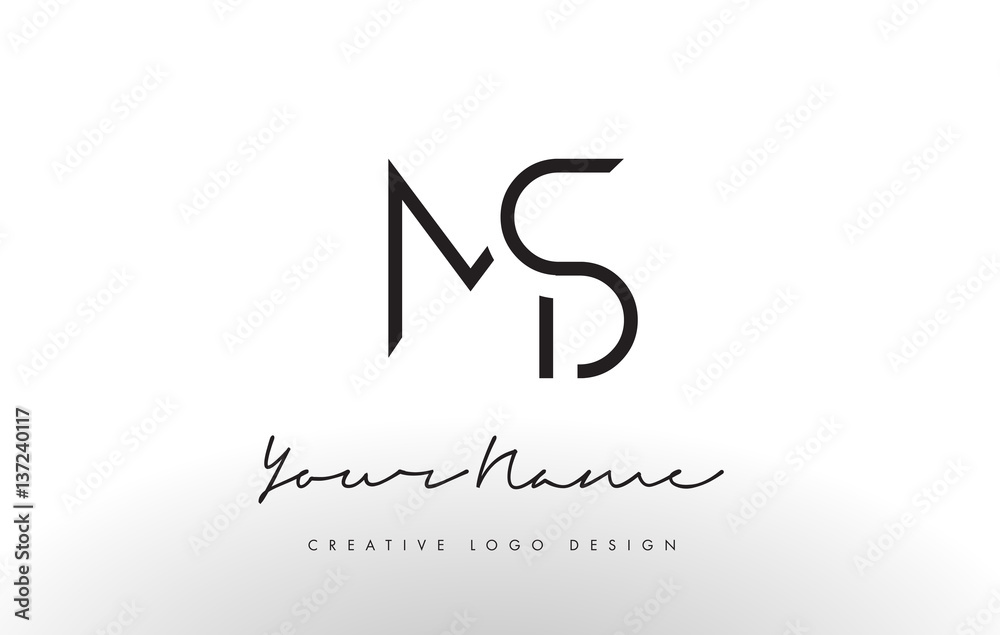 MS Letters Logo Design Slim. Creative Simple Black Letter Concept ...