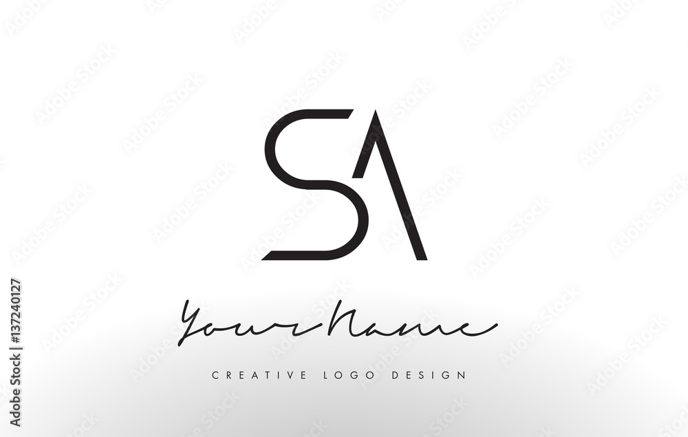 SA Letters Logo Design Slim. Creative Simple Black Letter Concept ...