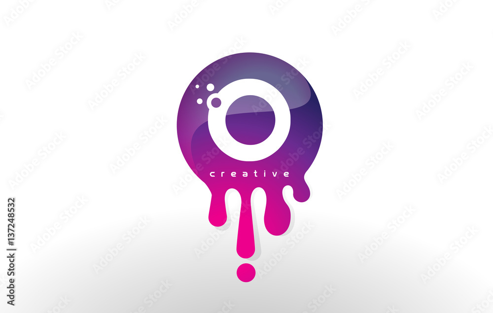 O Letter Splash Logo. Purple Dots and Bubbles Letter Design Stock ...