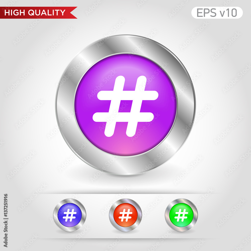 Octothorpe icon. Button with octothorpe icon. Modern UI vector. Stock ...