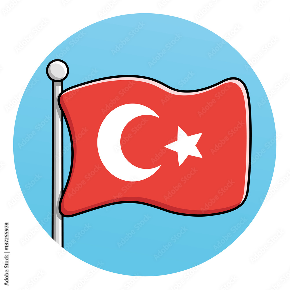 Turkey flag round icon. Stock ベクター | Adobe Stock