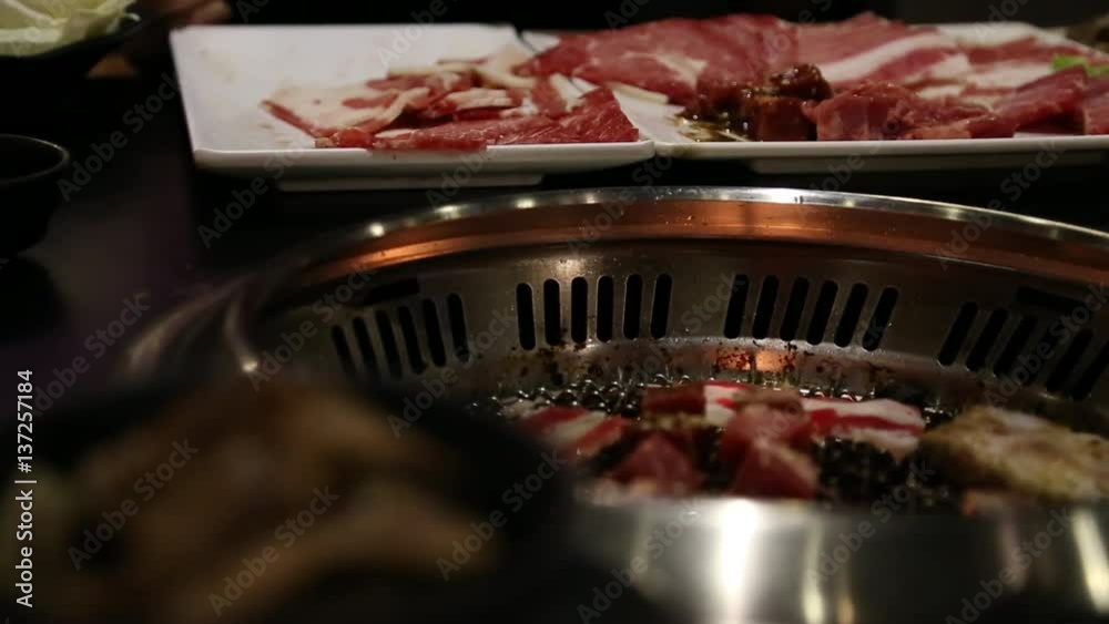 making delicious food BBQ chinese meat in Taiwan in one buffet ...