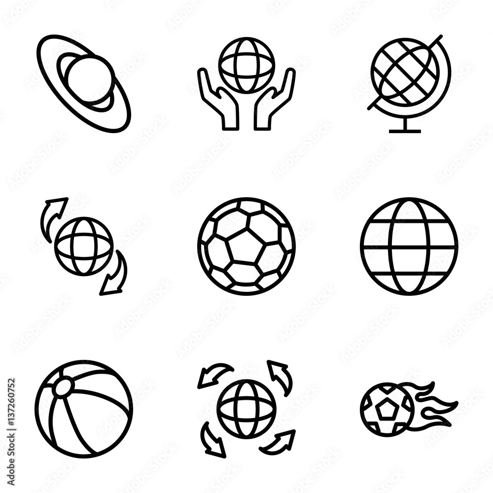 Set of 9 sphere outline icons Stock Vector | Adobe Stock