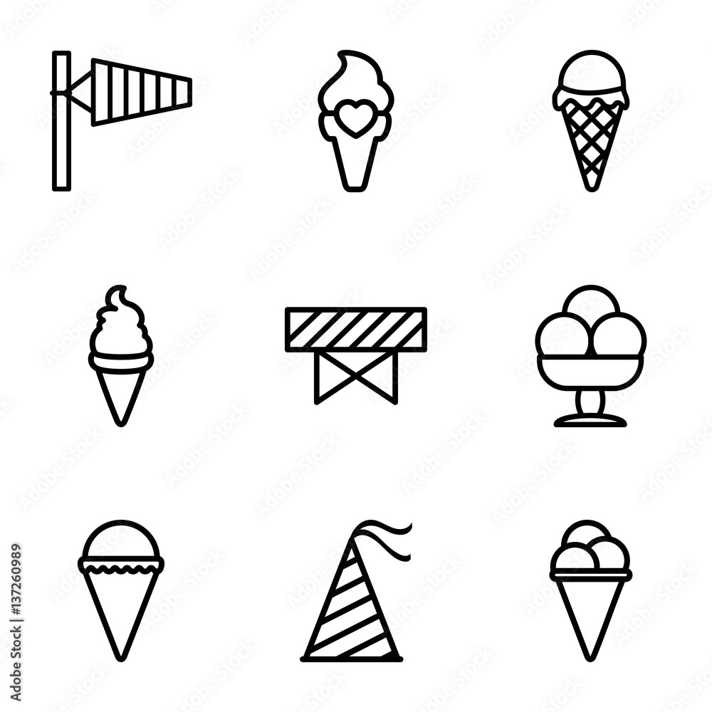 Set of 9 cone outline icons Stock Vector | Adobe Stock