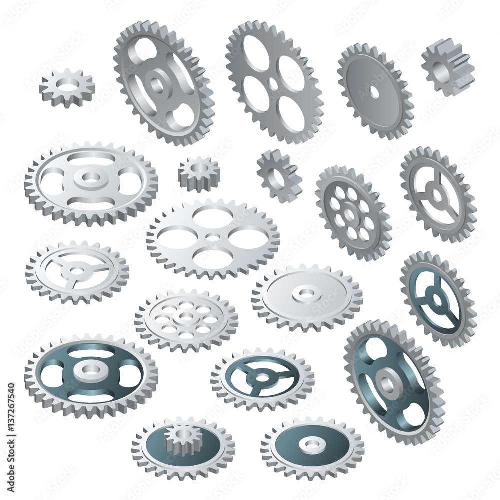 Isometric big set of a Gear wheels. Vector futuristic technology ...