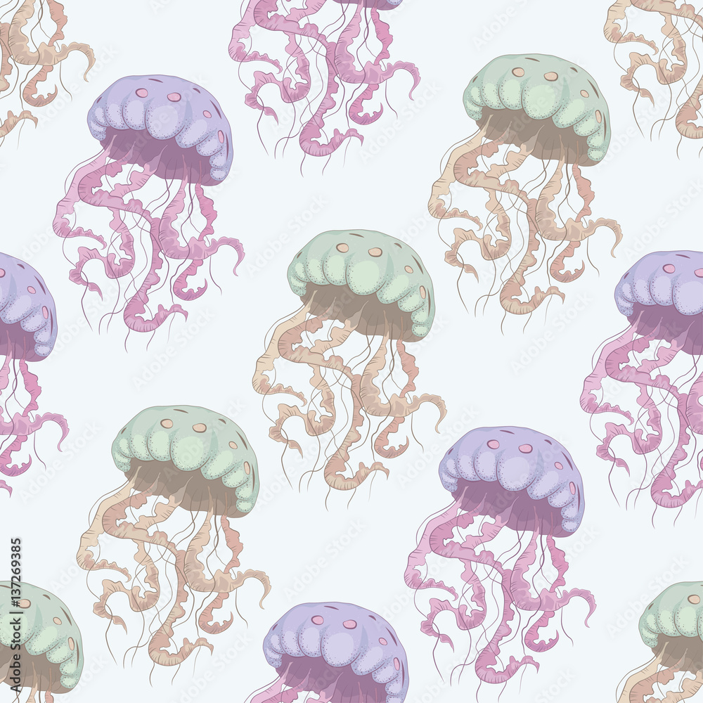 Jellyfish seamless pattern Stock Vector | Adobe Stock