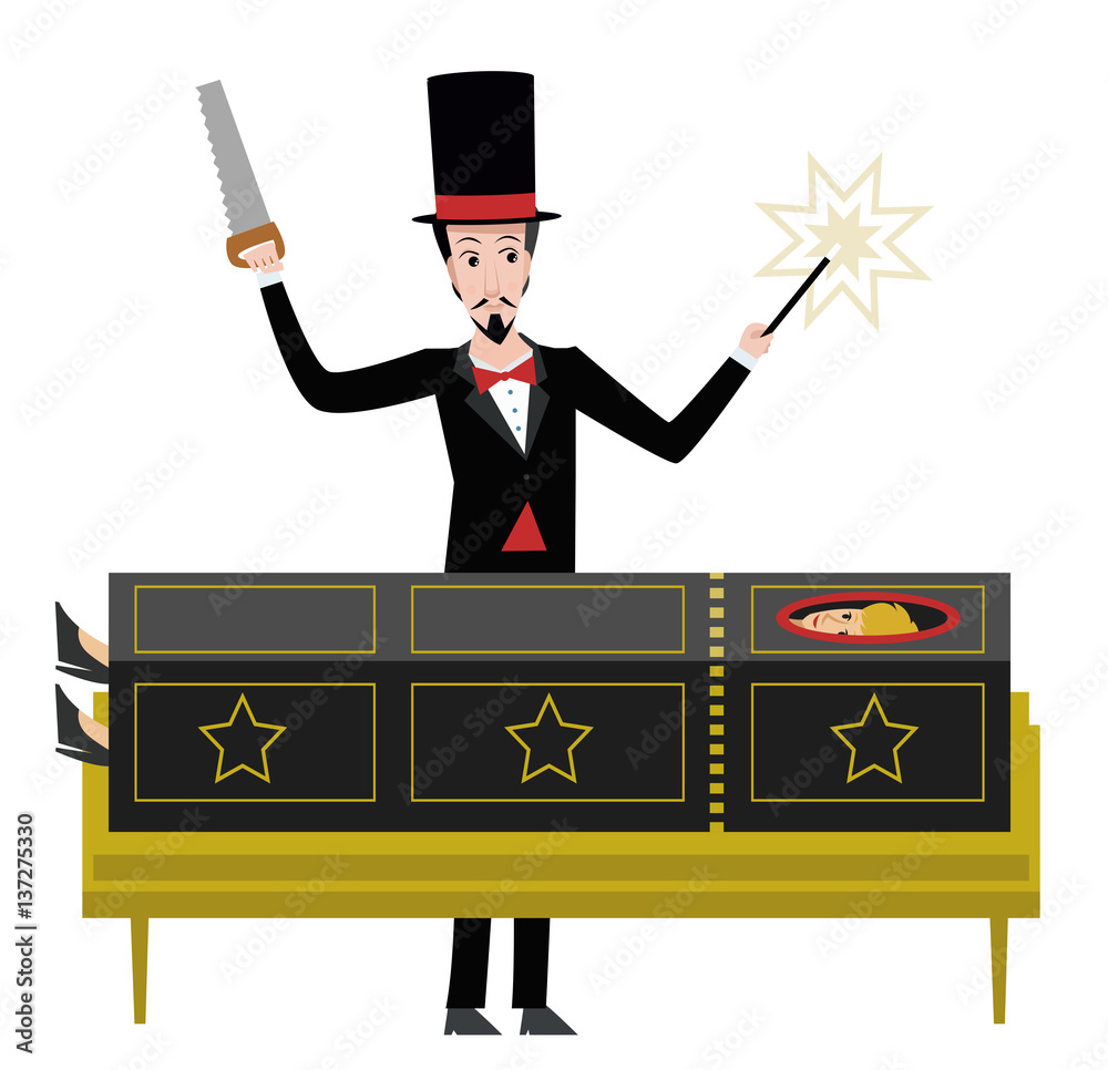 magician and assistant with magic wand and top hat Stock Vector | Adobe ...