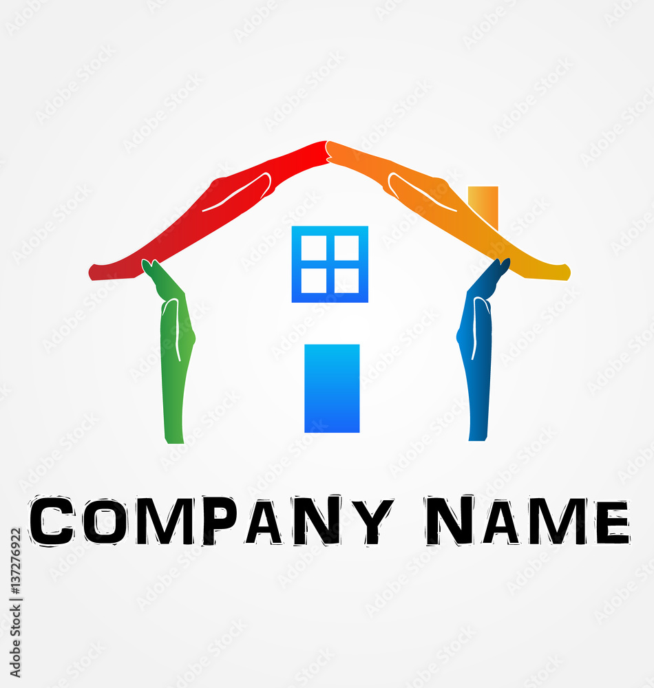 Hands doing a house logo vector image Stock Vector | Adobe Stock