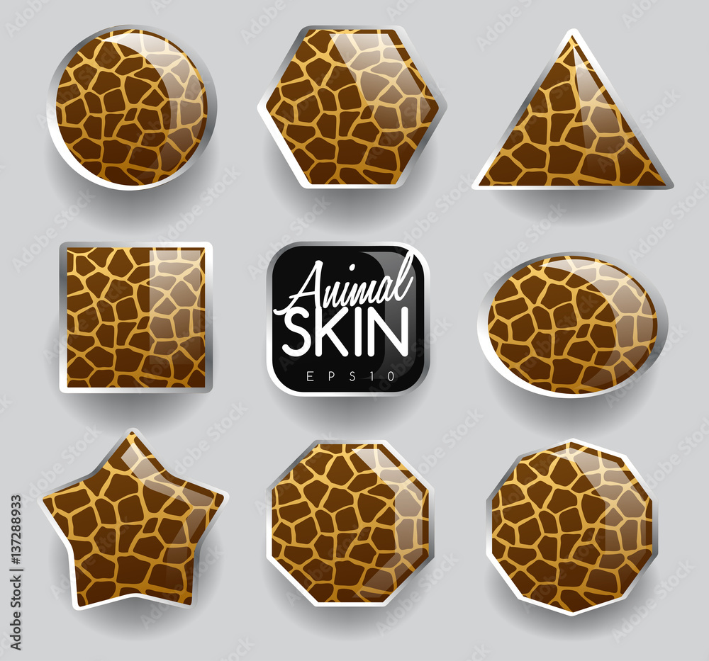 Set of Wild Animal Skin Icons : Vector Illustration Stock Vector ...