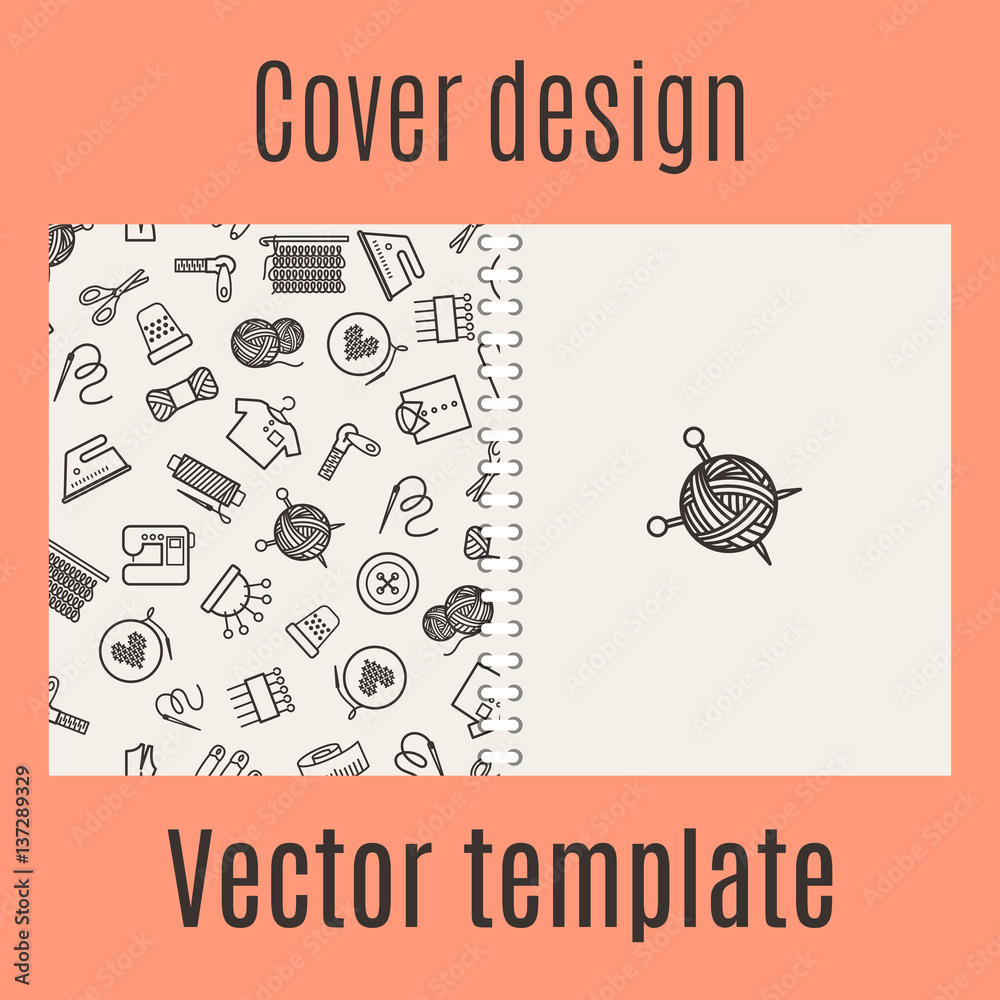 Cover design for print with sewing pattern. Vector illustration Stock ...