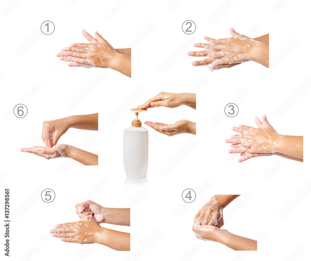 Hand washing medical procedure step by step. Stock Photo | Adobe Stock