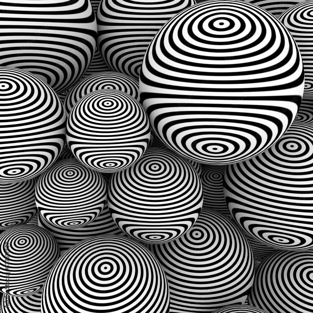 Optical illusion pattern on 3d spheres Stock Photo | Adobe Stock