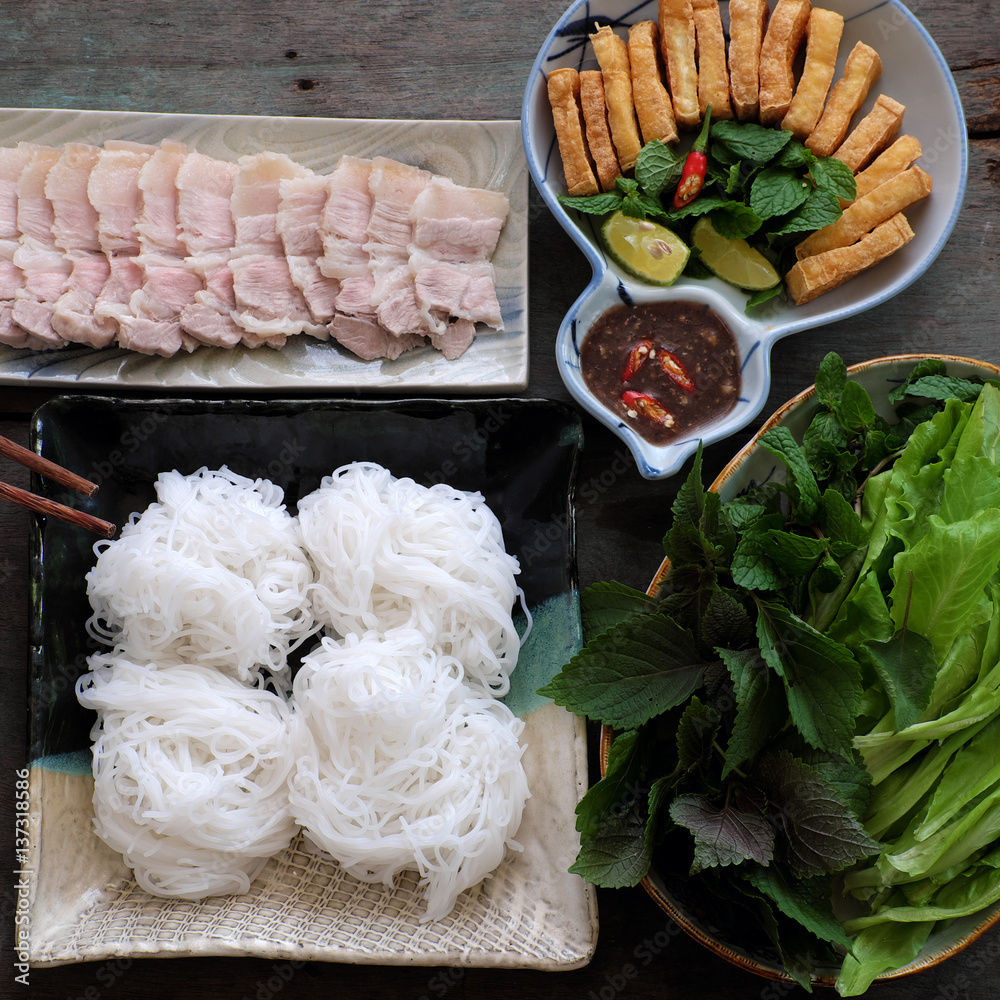 Vietnamese food, bun dau mam tom Stock Photo | Adobe Stock