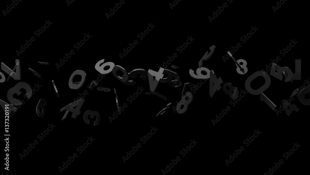 Black Numbers On Black Background. Loop able 3DCG render Animation ...