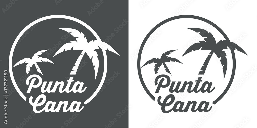 Icono plano Punta Cana gris y blanco Stock Vector | Adobe Stock