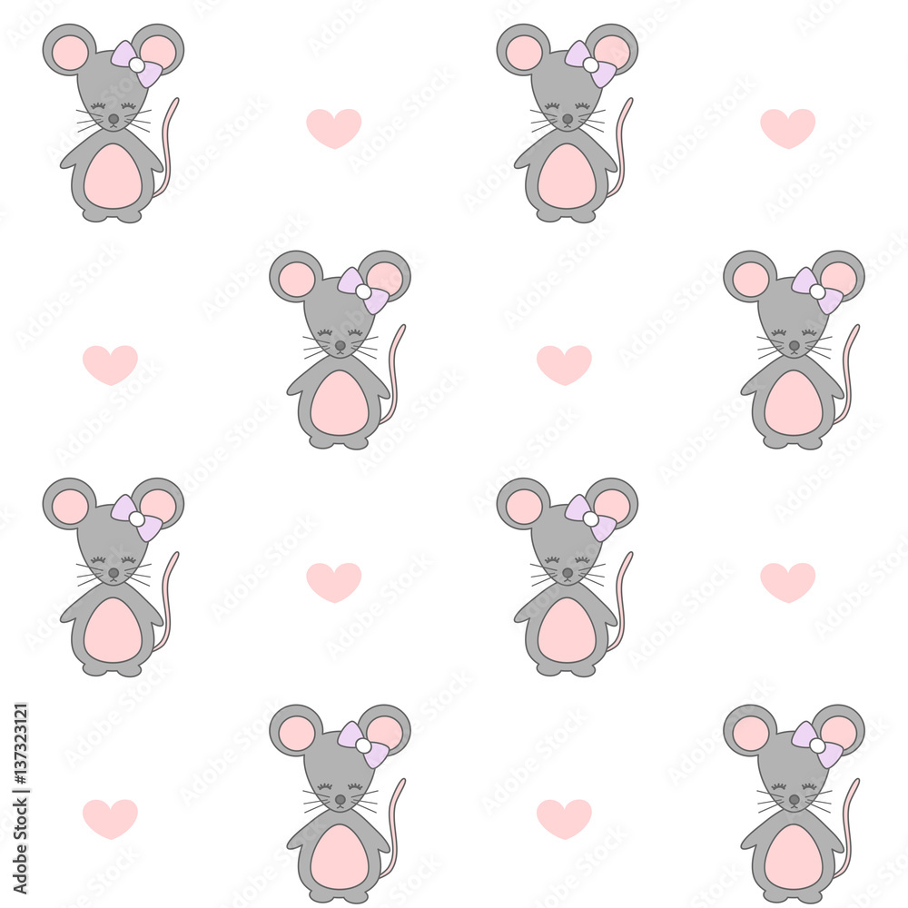 cute cartoon mouse seamless vector pattern background illustration ...