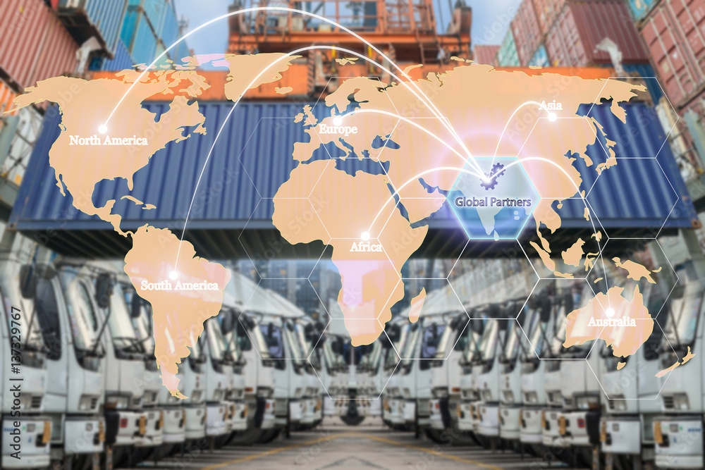 Map global logistics partnership connection of Container Cargo freight ...