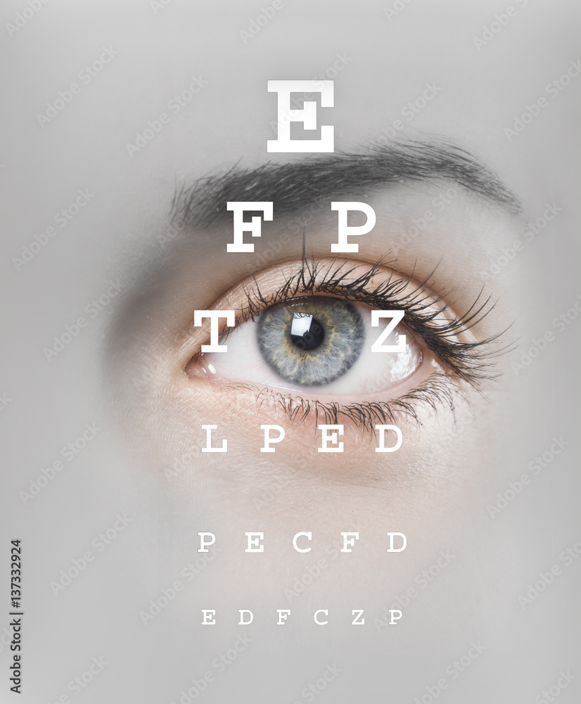 human eye and and vision test chart Stock Photo | Adobe Stock