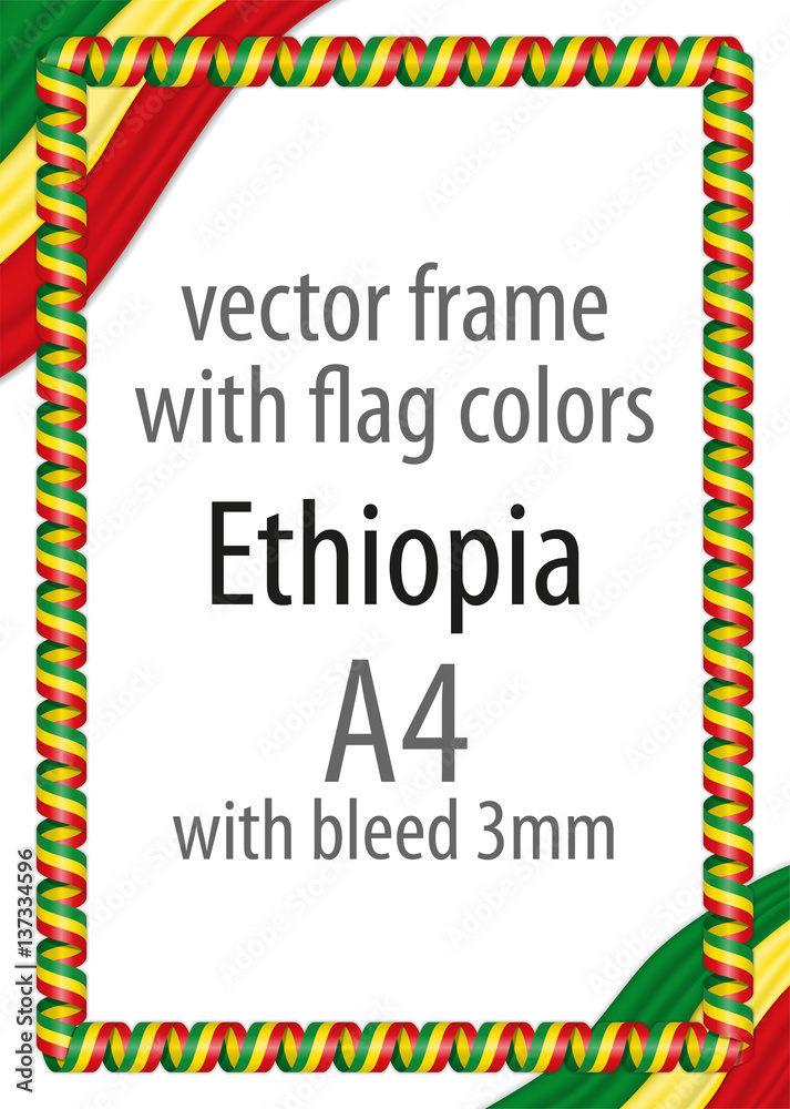 Frame and border of ribbon with the colors of the Ethiopia flag Stock ...