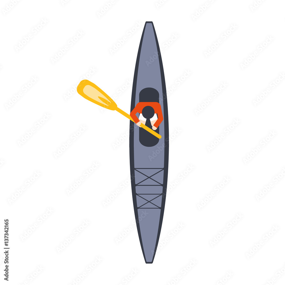Blue Kayak From Above With One Man And Peddle, Part Of Boat And Water ...