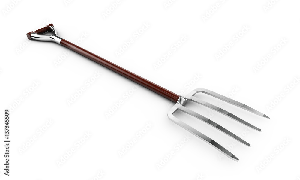 Pitchfork isolated on white background. 3d render image. Stock Photo ...