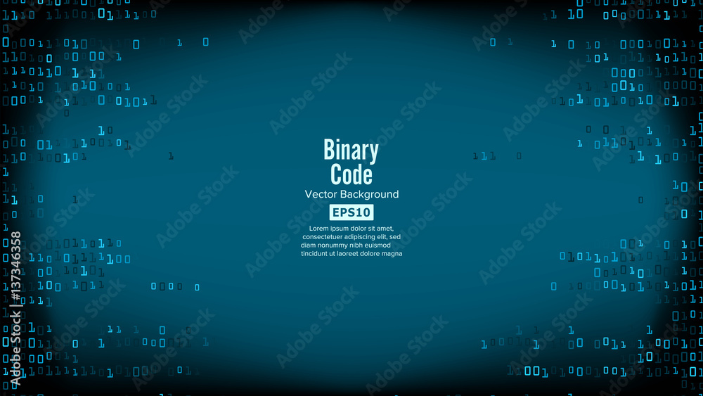 Binary Code Background Vector. High-Tech Matrix Background With Digits ...
