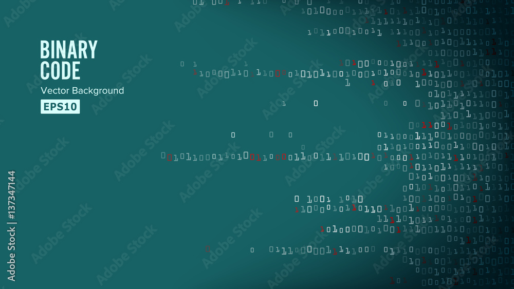 Binary Code Background Vector. Algorithm Binary, Data Code, Decryption And Encoding, Row Matrix ...